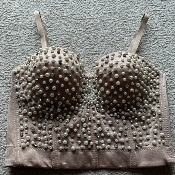 Windsor | Tops | Windsor Dearly Beaded Pearl Rhinestone Embellished ...